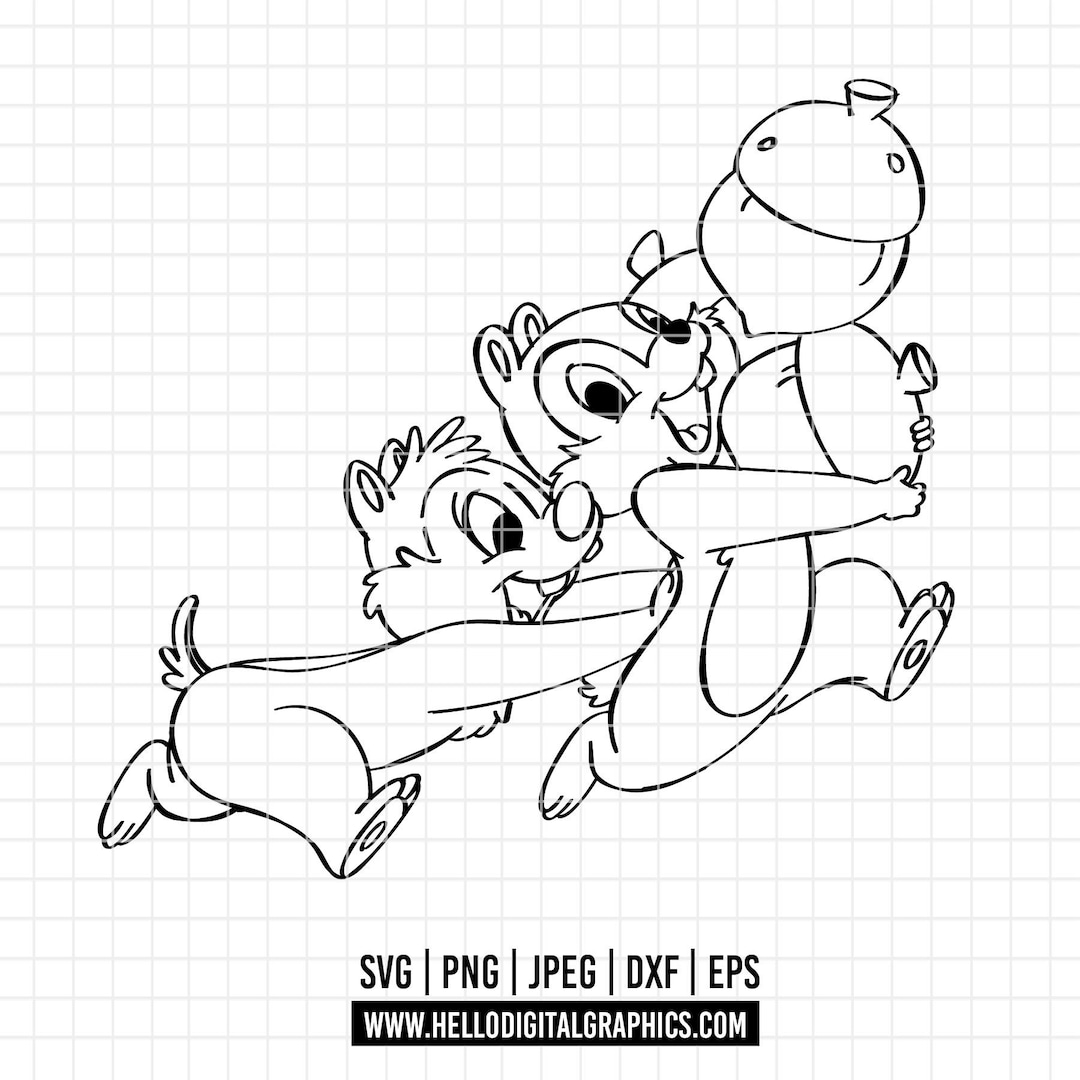 3307 - Chip and Dale Running SVG, PNG, EPS - Disneyy Chip and Dale ...