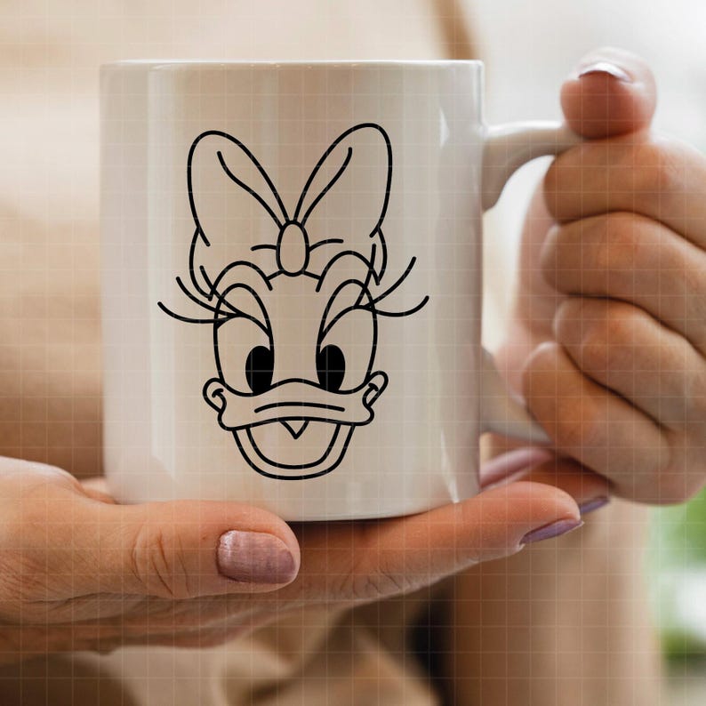 3656 - Daisy Face Line Art Svg, Eps, Jpeg, Dxf, Png. Disneyy Daisy Duck ...