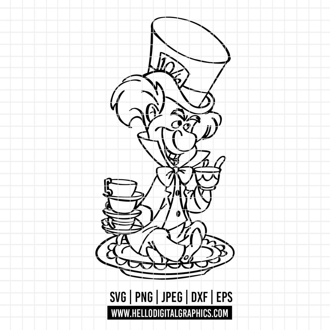 2144 - Mad Hatter Scenes SVG, EPS, PNG - the Mad Hatter Clipart Vector ...