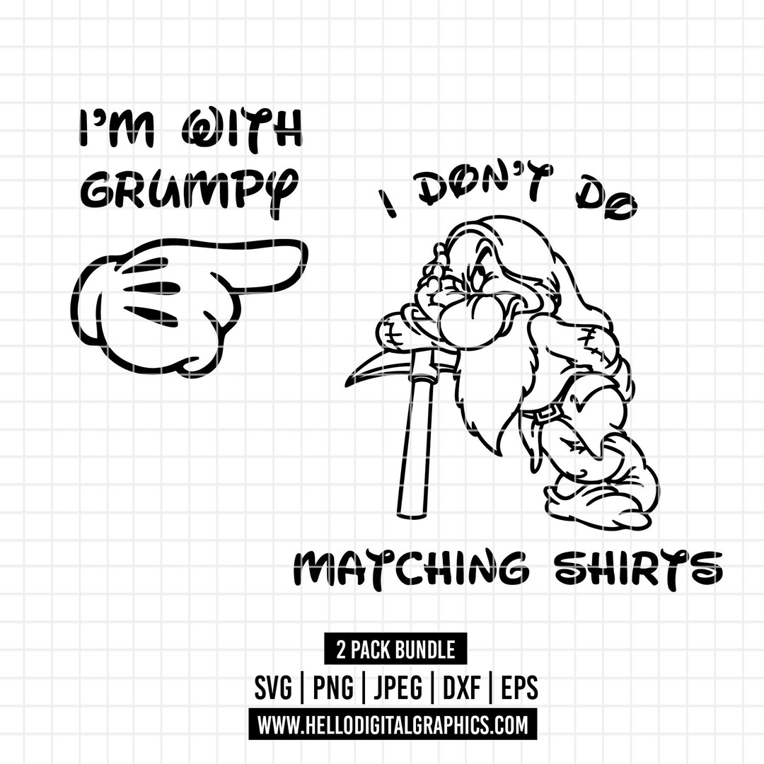2830 - Grumpy to the Seven Dwarfs Pack Bundle SVG, PNG - Snow White and ...