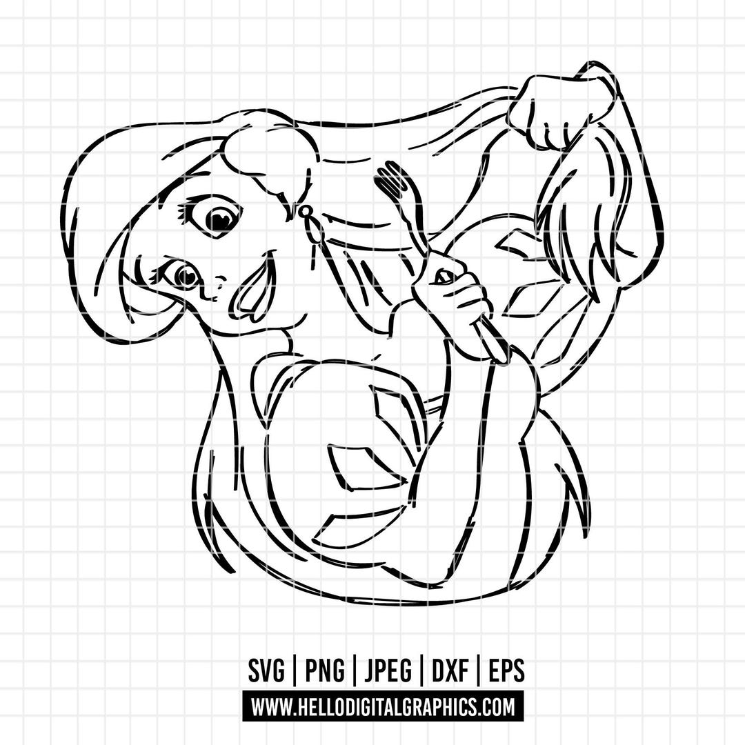 2426 - Princess Little Mermaid Line Art SVG, PNG, EPS - Disneyy ...