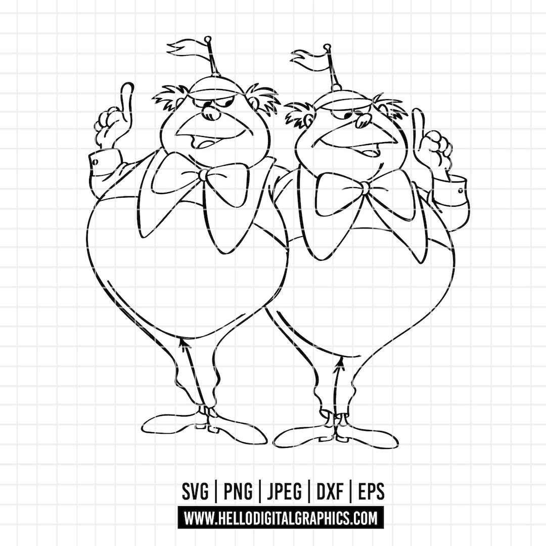 2156 - Tweedledum Y Tweedledee Outline SVG, EPS, PNG - Alice Clipart ...