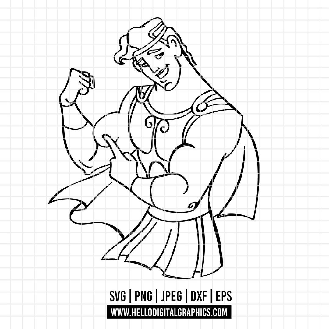 3832 - Hercules Line Art Svg, Png, Eps, Jpeg, Dxf - Disneyy Hercules ...