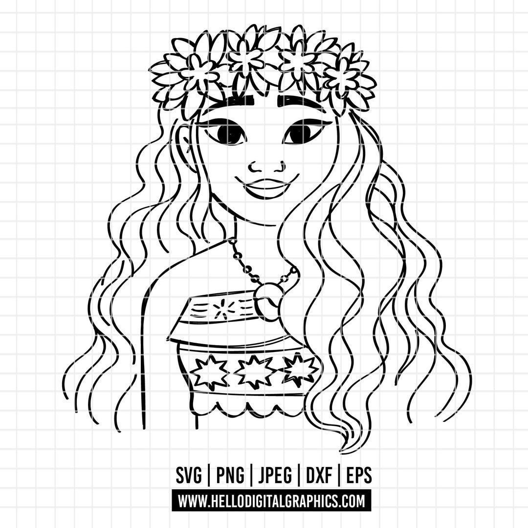 1915 Moana Outline SVG, EPS, PNG Moana Clipart Vector. Moana Line Art ...