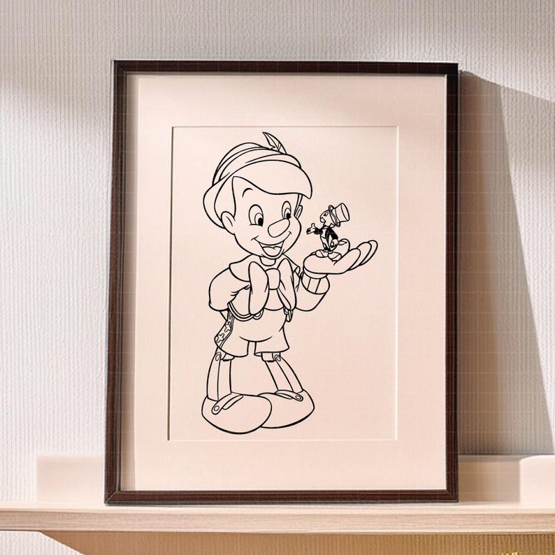 3051 - Pinocchio Outline SVG - EPS - PNG - Pinocchio and Geppetto ...