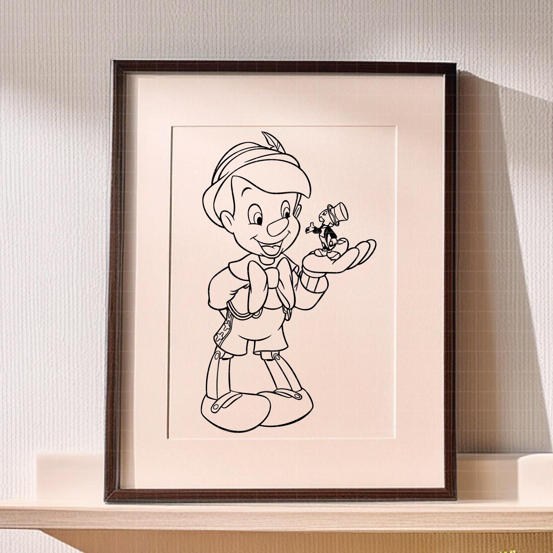 3051 - Pinocchio Outline SVG - EPS - PNG - Pinocchio and Geppetto ...