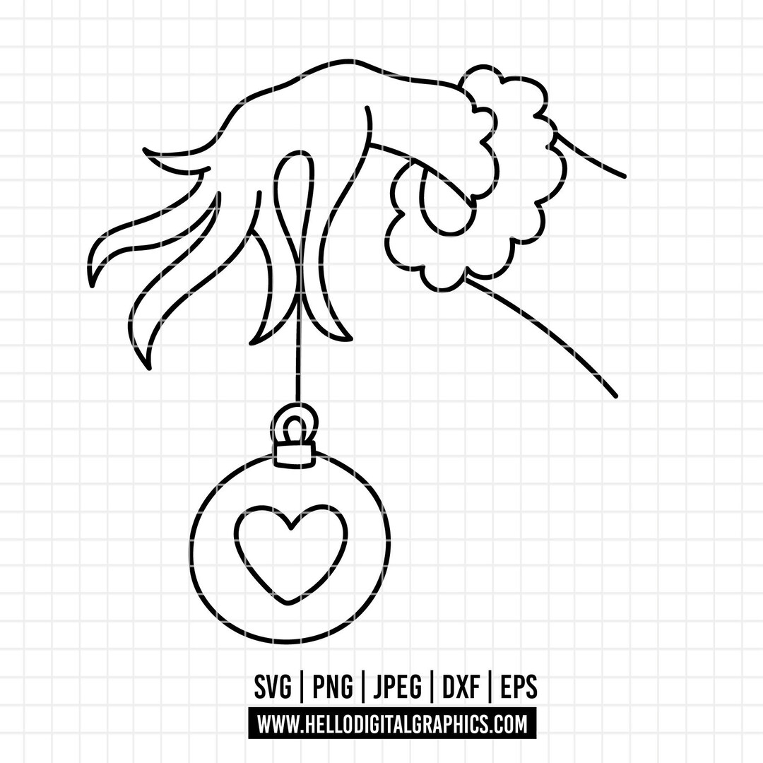 4242 - the Grinch's Jingle Bell Line Art Svg, Eps, Png, Jpeg, Dxf. the ...