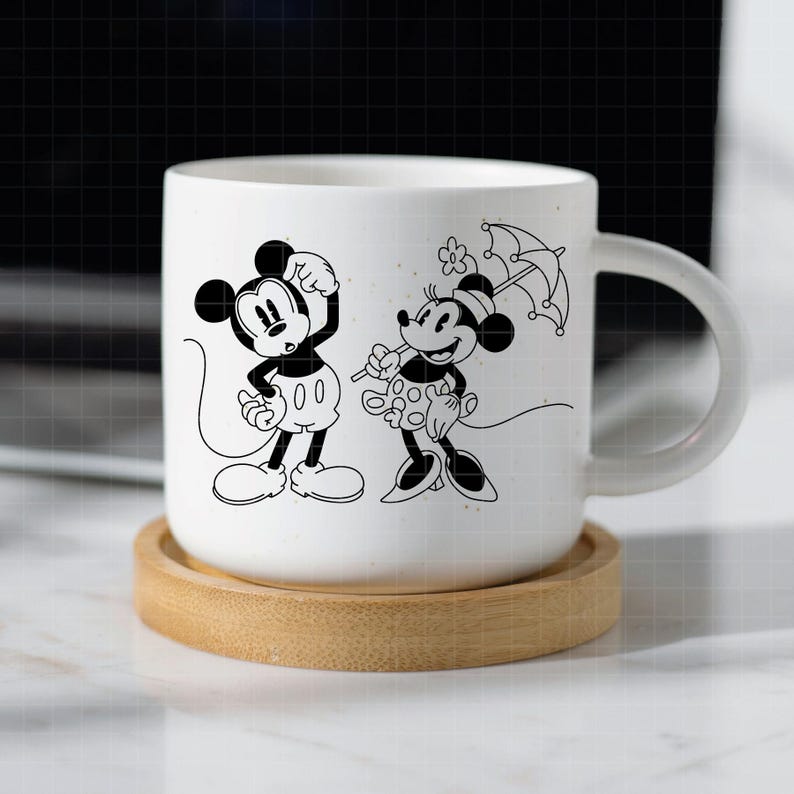 3182 - Mickeey and Minnie's Rain SVG,EPS,PNG. Disneyy Love's Outline ...