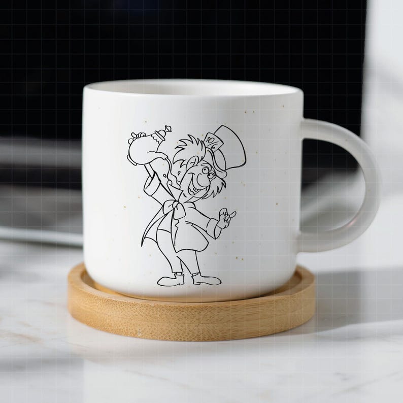 2140 - Mad Hatter Outline SVG, EPS, PNG - the Mad Hatter Clipart Vector ...