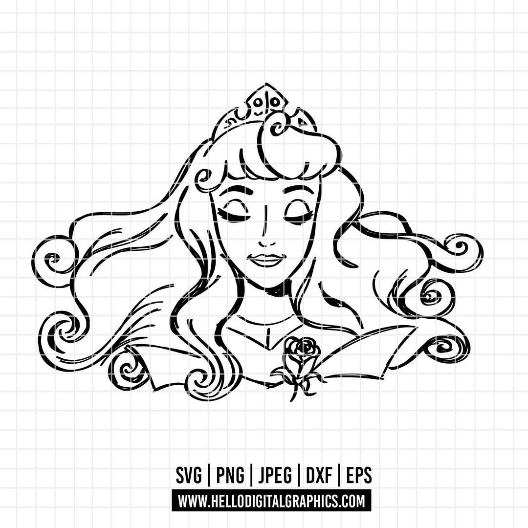 2228 - Princess Aurora Outline SVG, PNG, EPS - Disneyy Princess ...