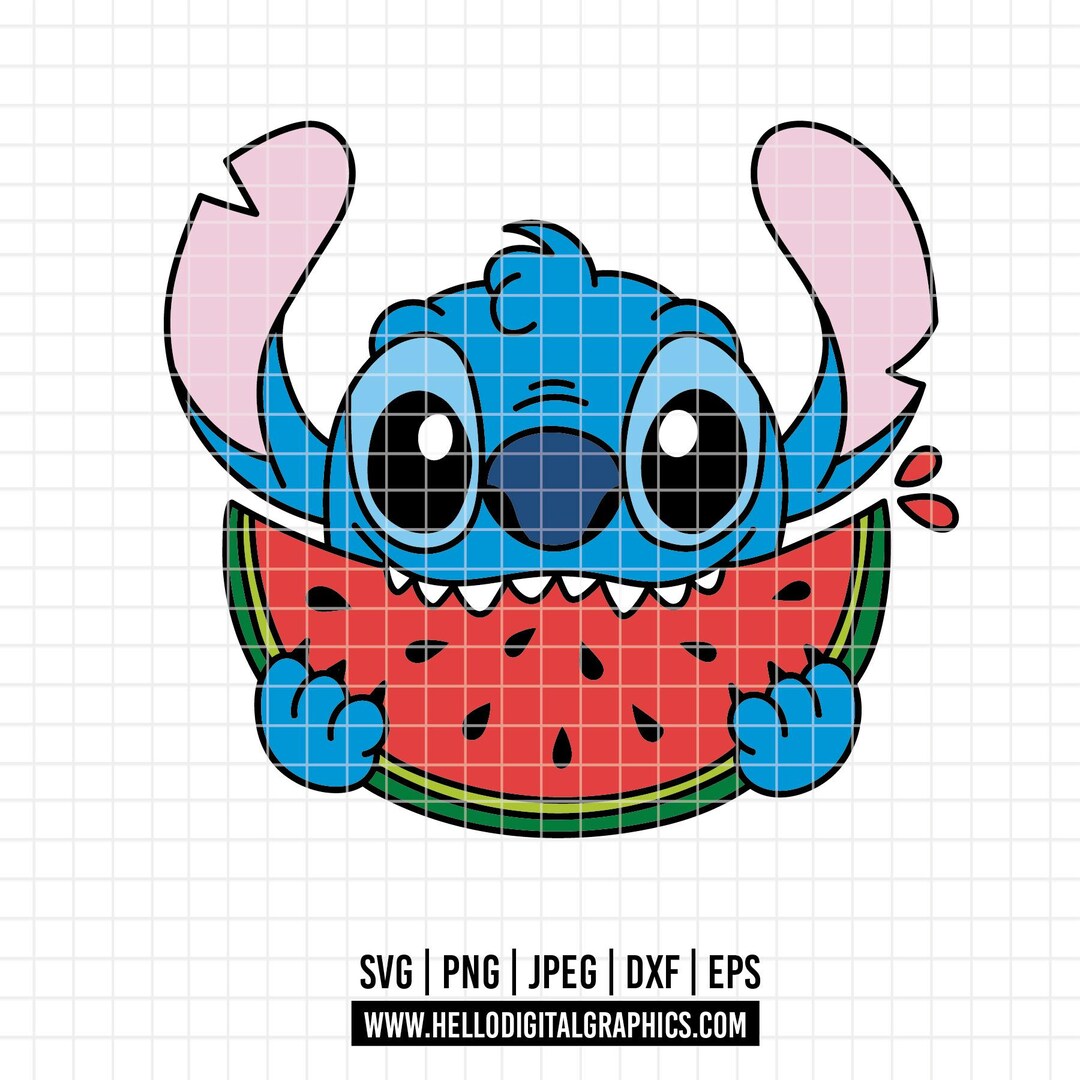 3170 - Stitch Watermelon SVG, EPS, PNG - Lilo Y Stitch Clipart Vector ...