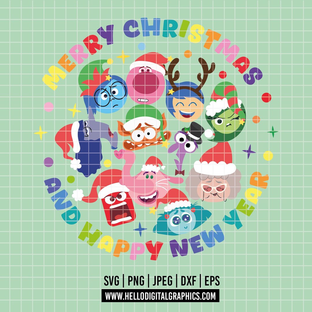 4239 - Merry Christmas With Characters From Inside Out Dtf Ful Color ...