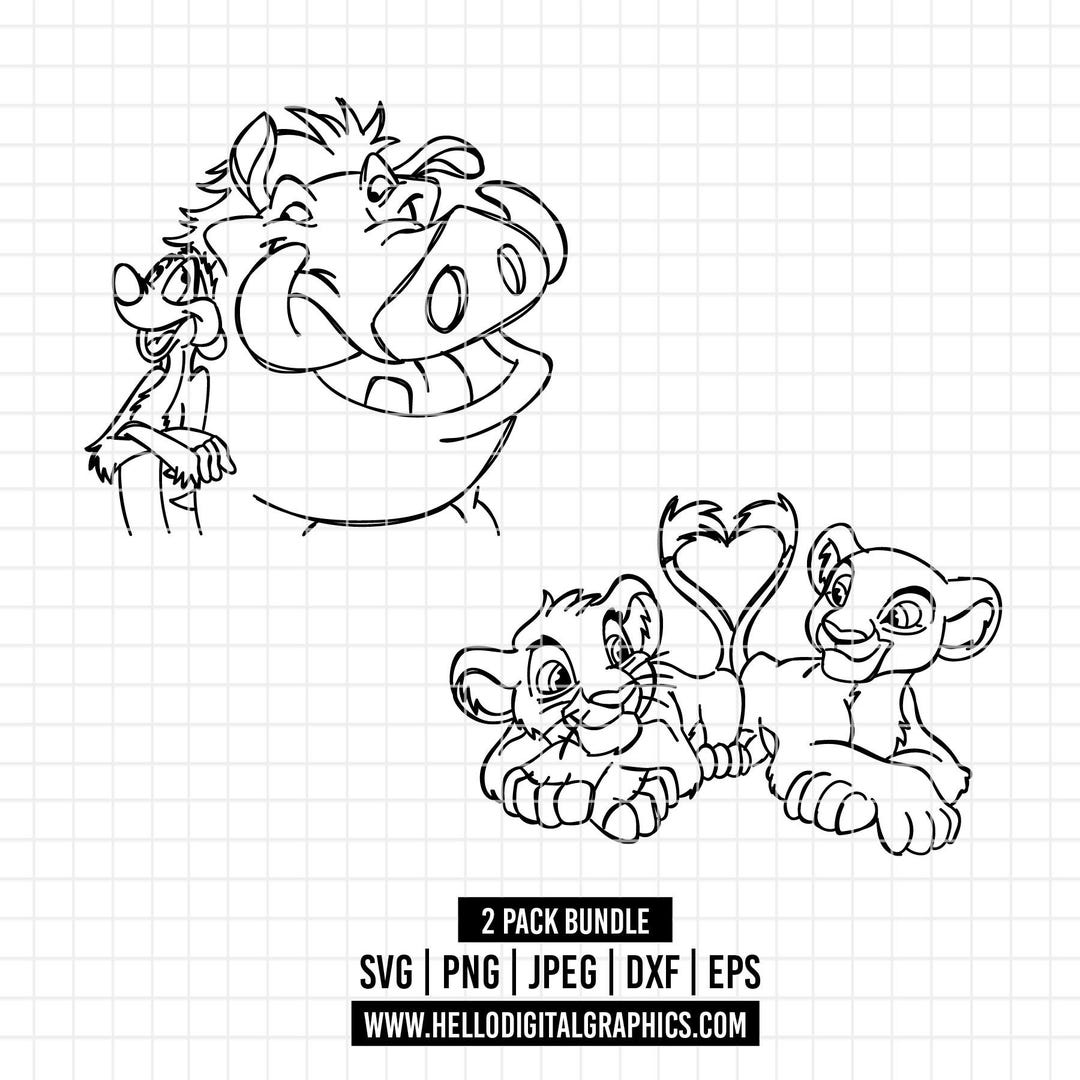 1903 Timon, Pumba, Baby Simba & Nala's Love Pack Bundle SVG, EPS, PNG ...
