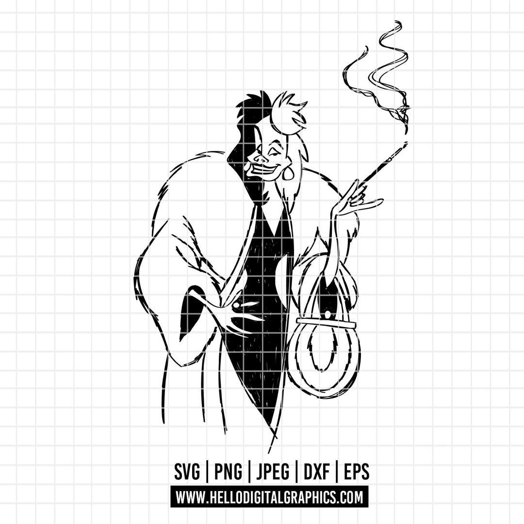 3315 - Cruella De Vil Posing SVG, EPS, PNG - Disneeyy Villains Clipart ...