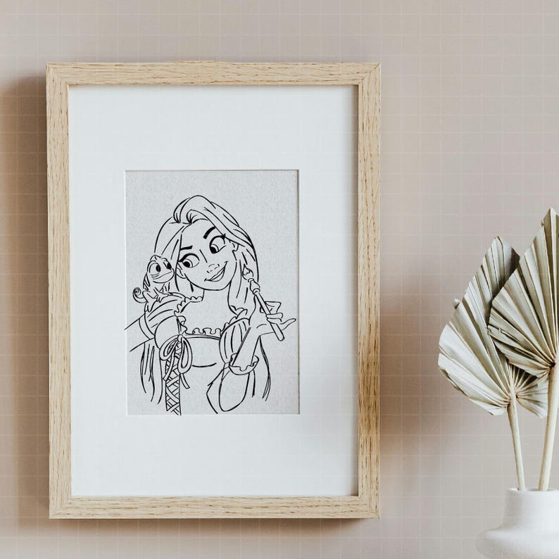 2241 - Rapunzel & Pascal Outline SVG, PNG, EPS - Disneyy Princess ...