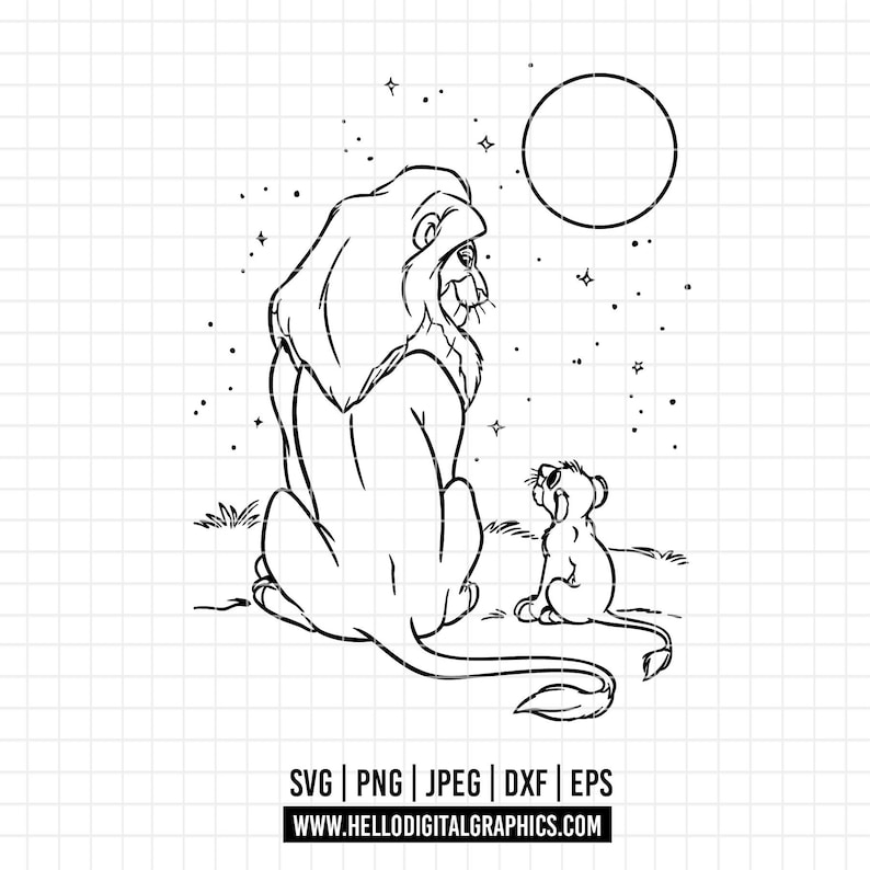 3022 - Simba & Mufasa SVG, EPS, PNG - Simba and Mufasa Clipart Vector ...