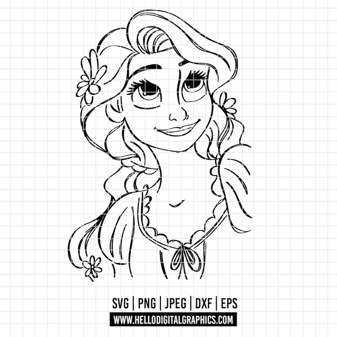2165 - Princess Rapunzel Outline SVG, PNG, EPS - Disneyy Princess ...