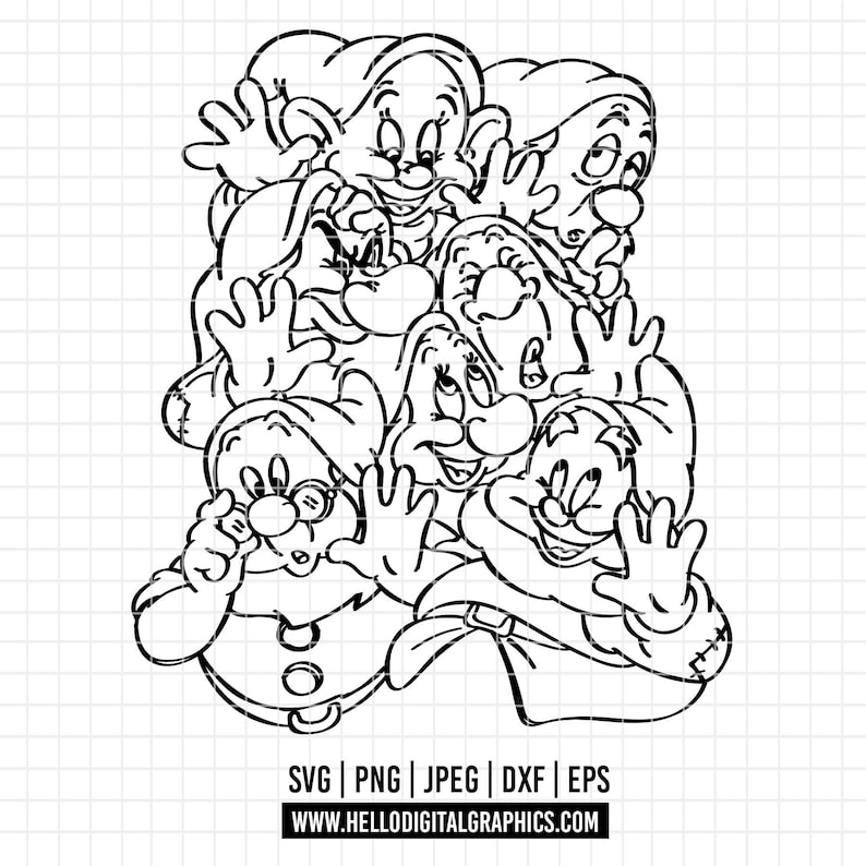 2843 - the Seven Dwarfs Disney Squad SVG, PNG - Snow White and the ...