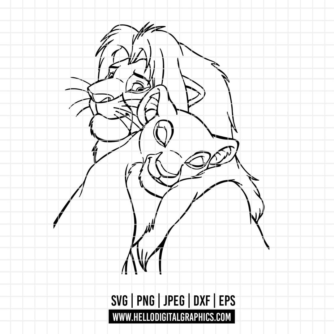 3023 - Simba & Nala's Love SVG, EPS, PNG - Simba and Nala Clipart ...