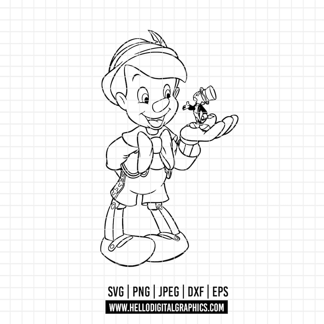 3051 - Pinocchio Outline SVG - EPS - PNG - Pinocchio and Geppetto ...