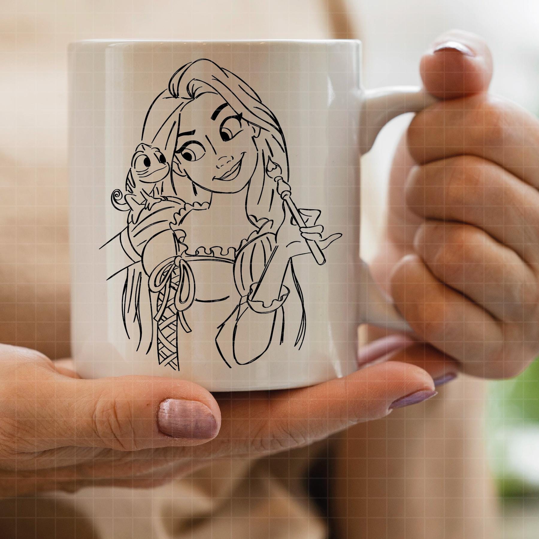 2241 - Rapunzel & Pascal Outline SVG, PNG, EPS - Disneyy Princess ...