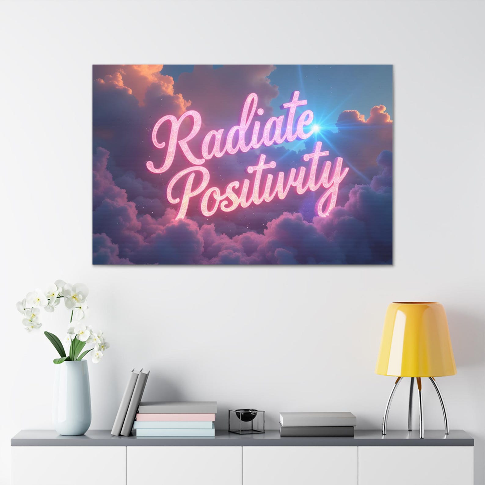 Radiate Positivity Canvas Wall Art, Positive Vibes Hanging Decor ...