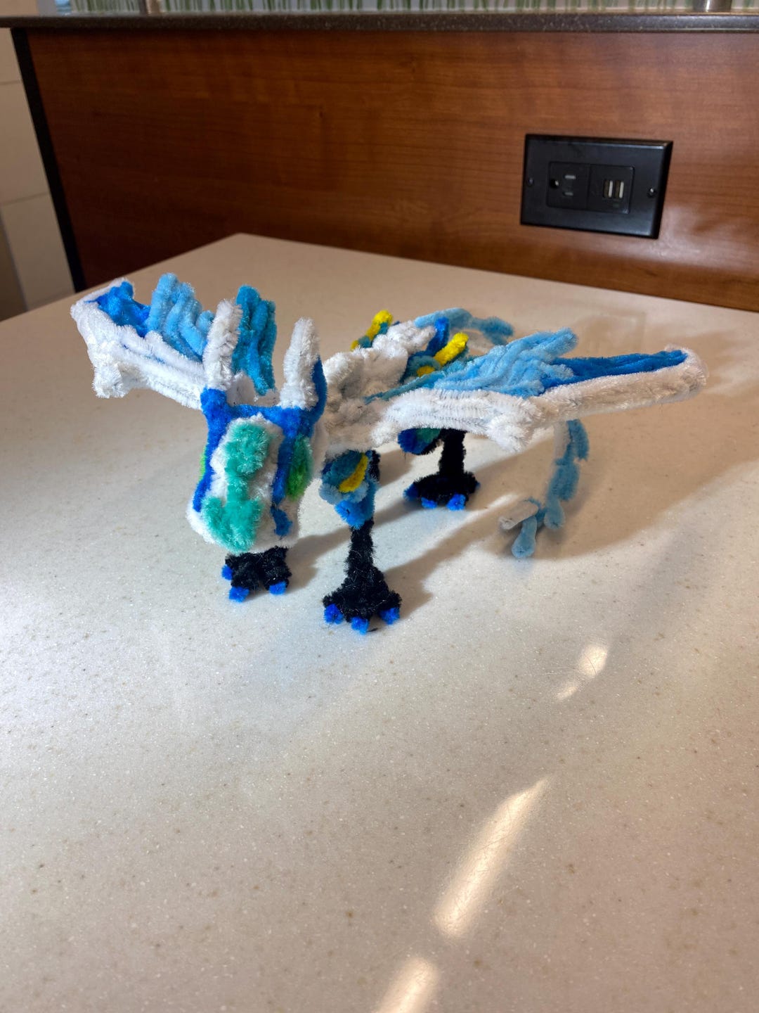 Stand up Pipe Cleaner Model Blue and White Handmade Dragon Figure - Etsy