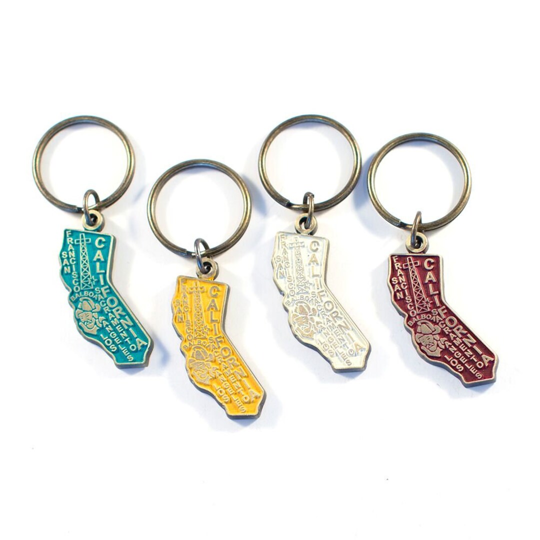 California Key Chain High Quality Hand-painted Thick Metal California ...
