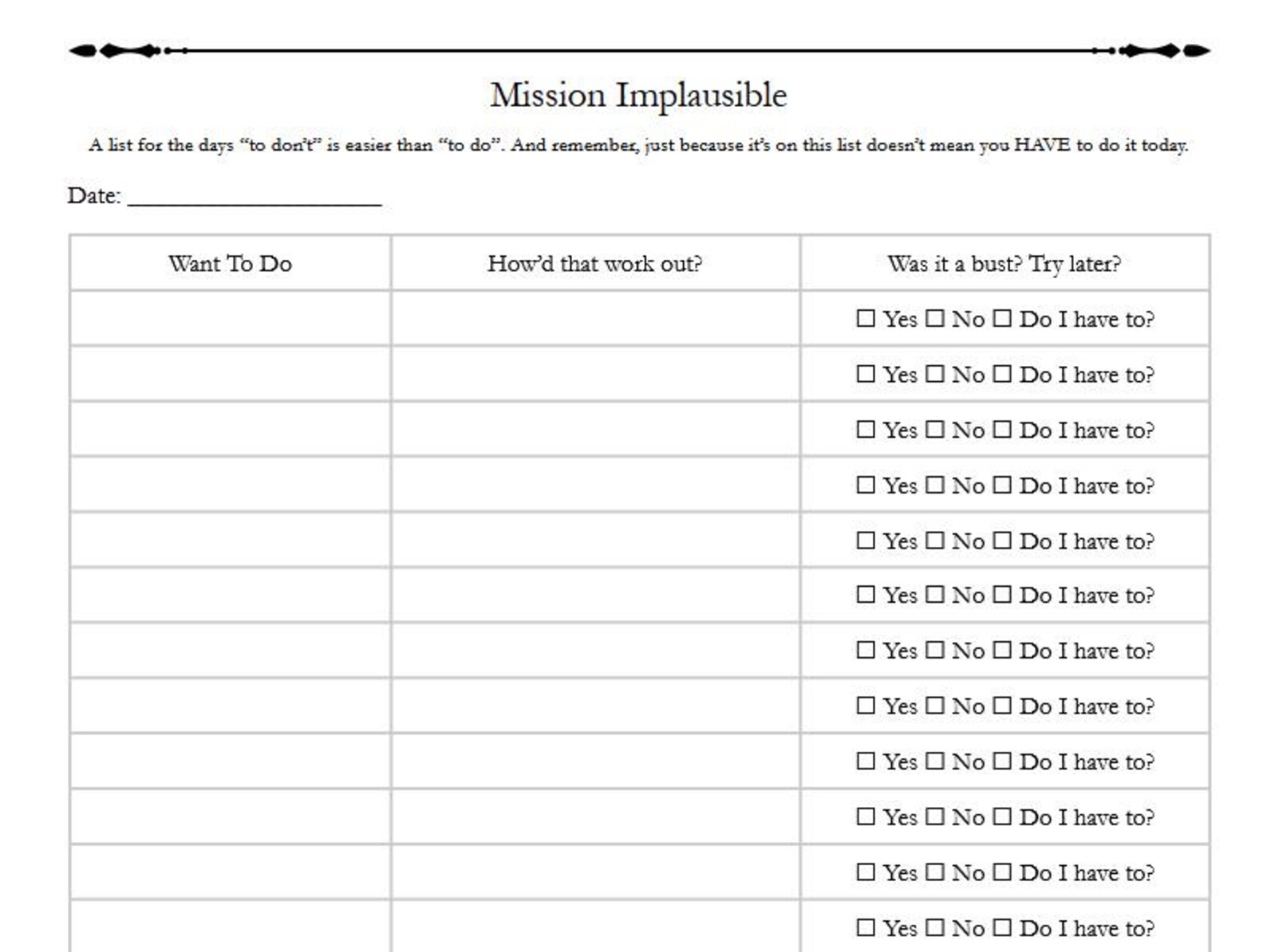 Survive Mission Implausible Days With This ADHD To-do List Printable - Etsy
