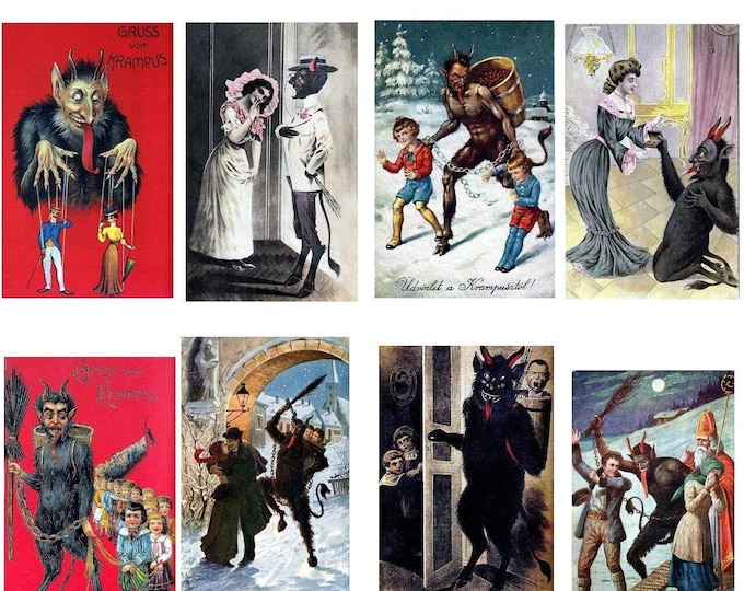Vintage Krampus Cards Holiday Boxed Set of Blank Cards Handmade 10 ...
