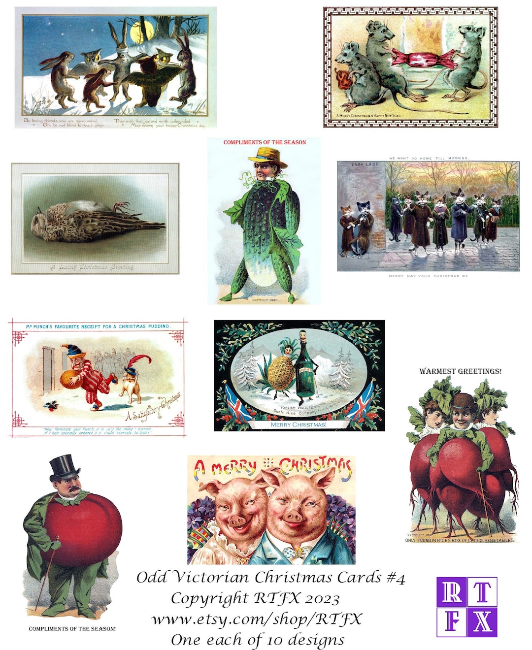 Odd Victorian Holiday Cards 2023 Handmade Vintage Images Set of 10 ...