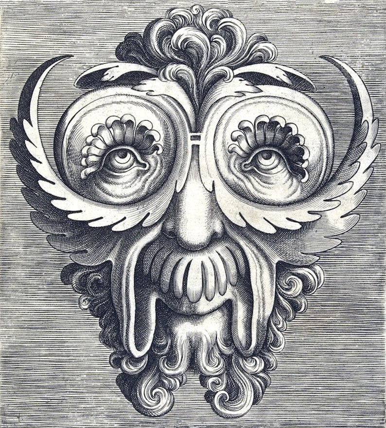 Colorful Flemish Grotesque Mask Collection 11 Designs Blank Birthday ...