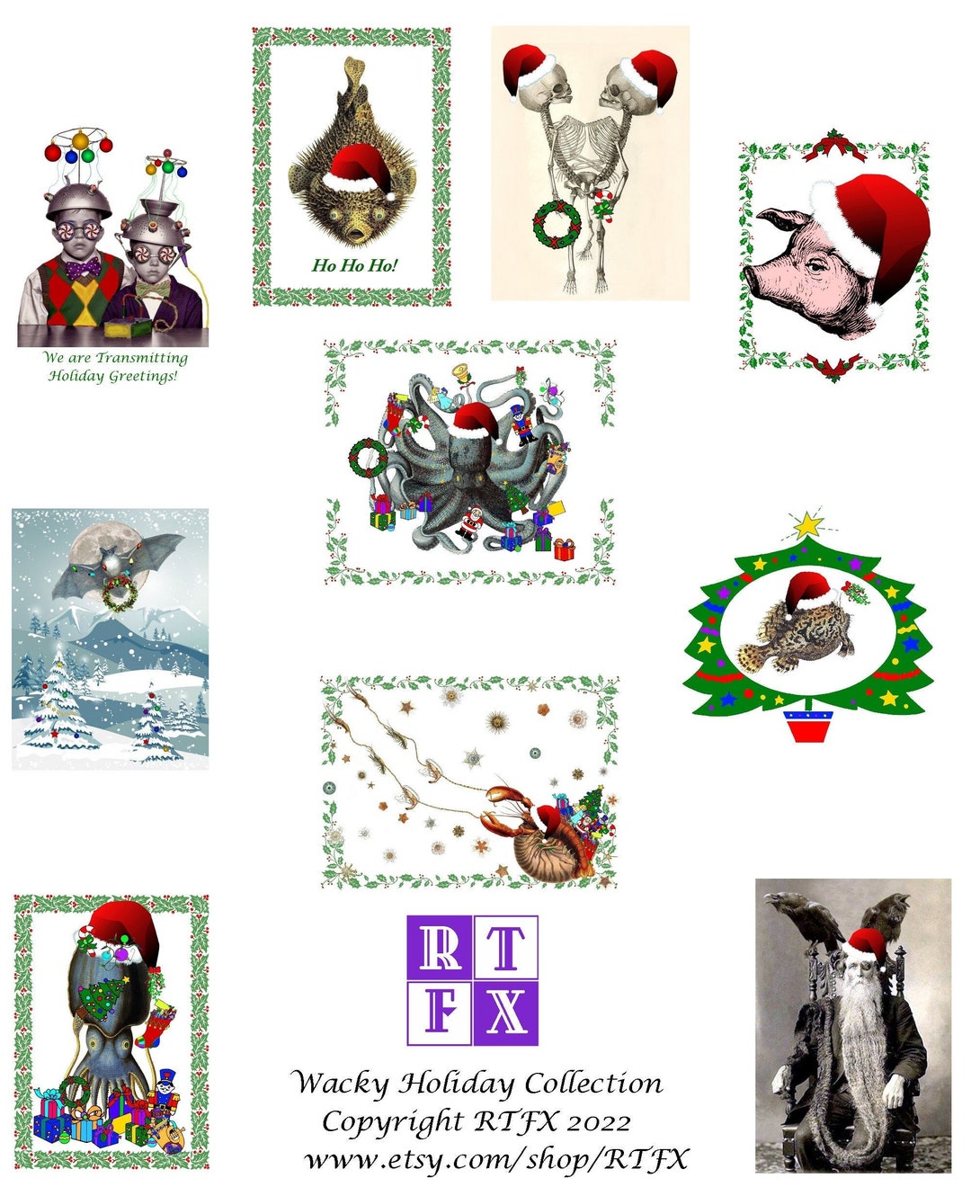 Wacky Holiday Collection Blank Cards Christmas Yule Silly Set of 10 ...