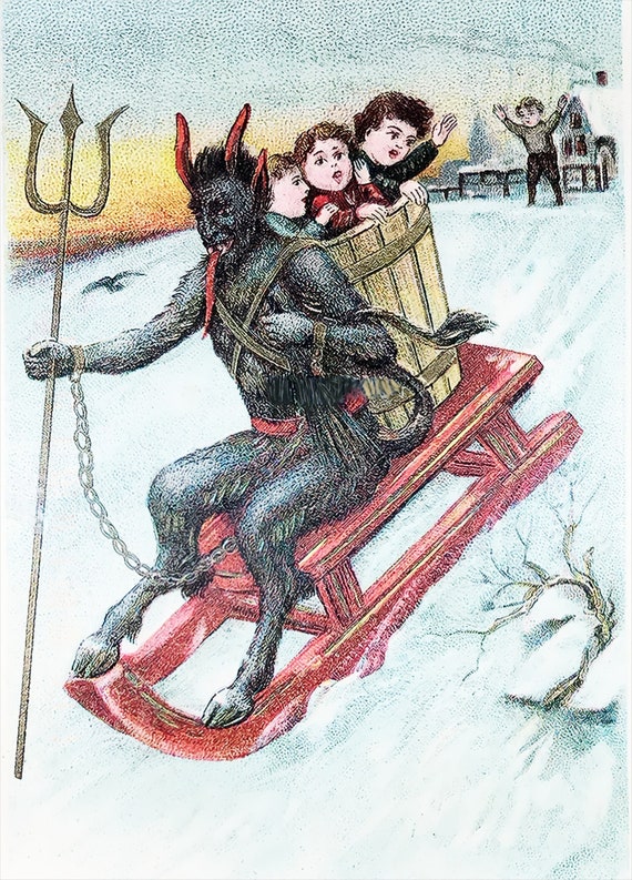 Vintage Krampus Christmas Seasons Greetings Holiday Yule Cards - Etsy