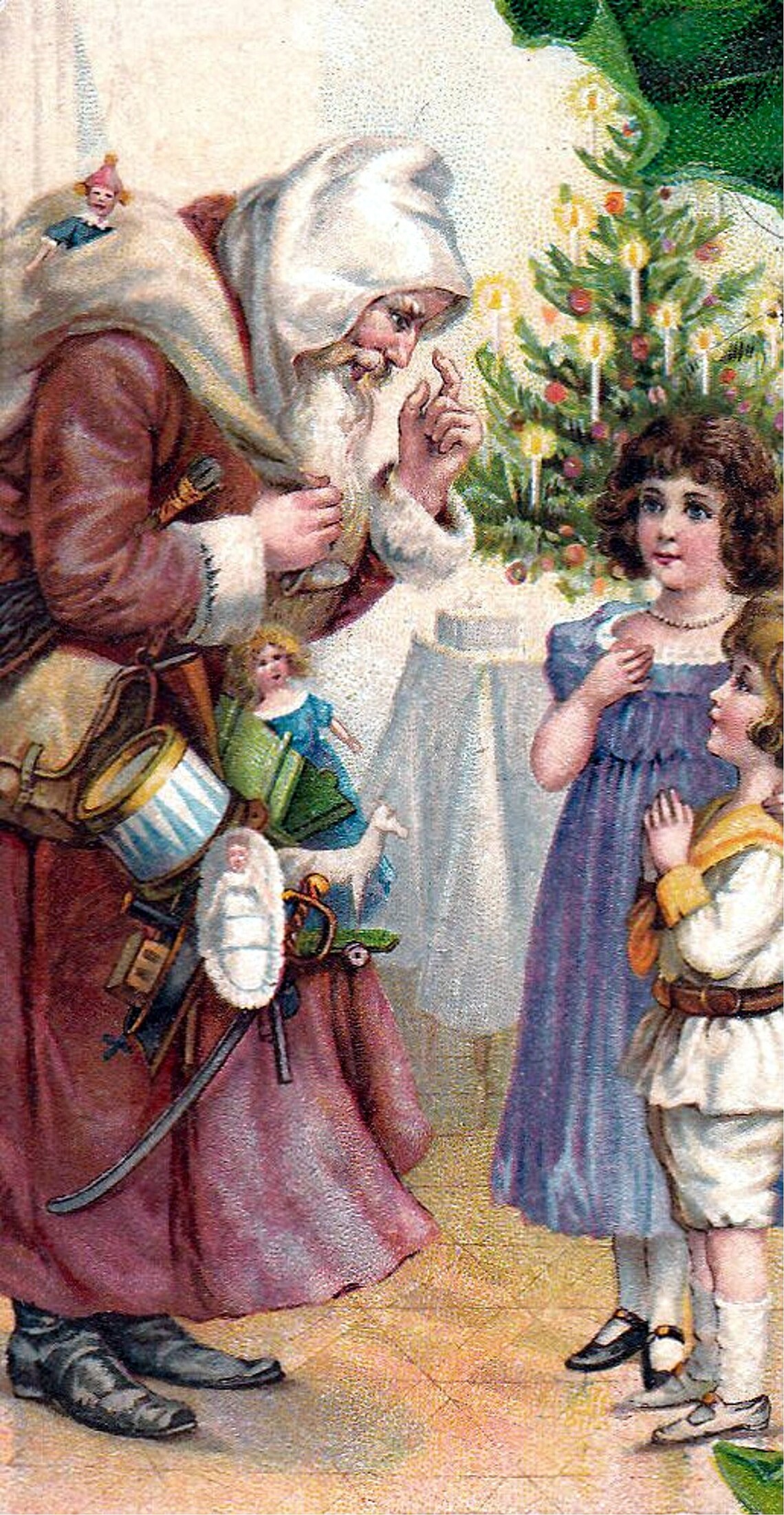 Father Christmas Vintage Christmas Seasons Greetings Holiday Yule Cards ...