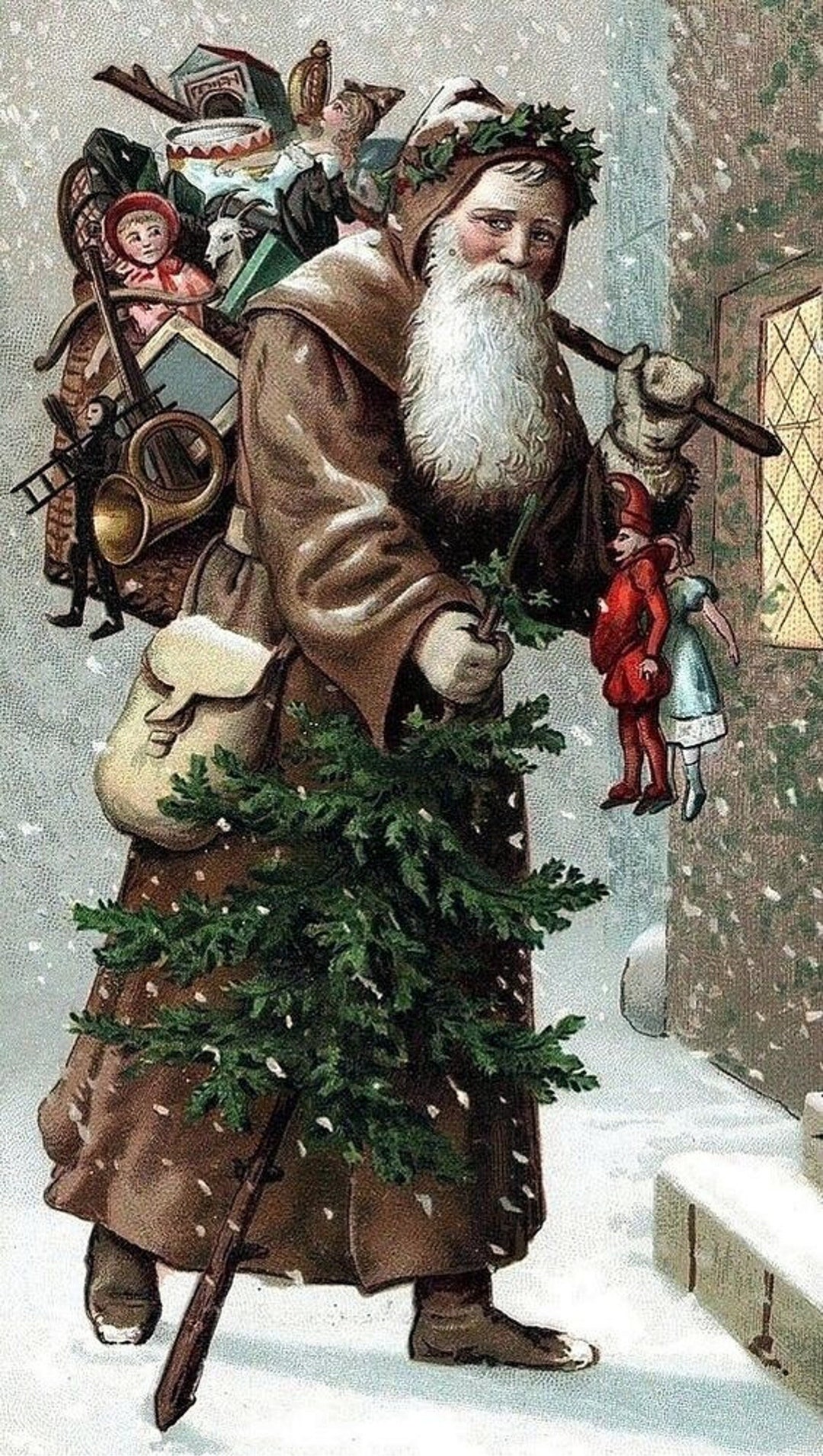 Father Christmas Vintage Christmas Seasons Greetings Holiday Yule Cards ...