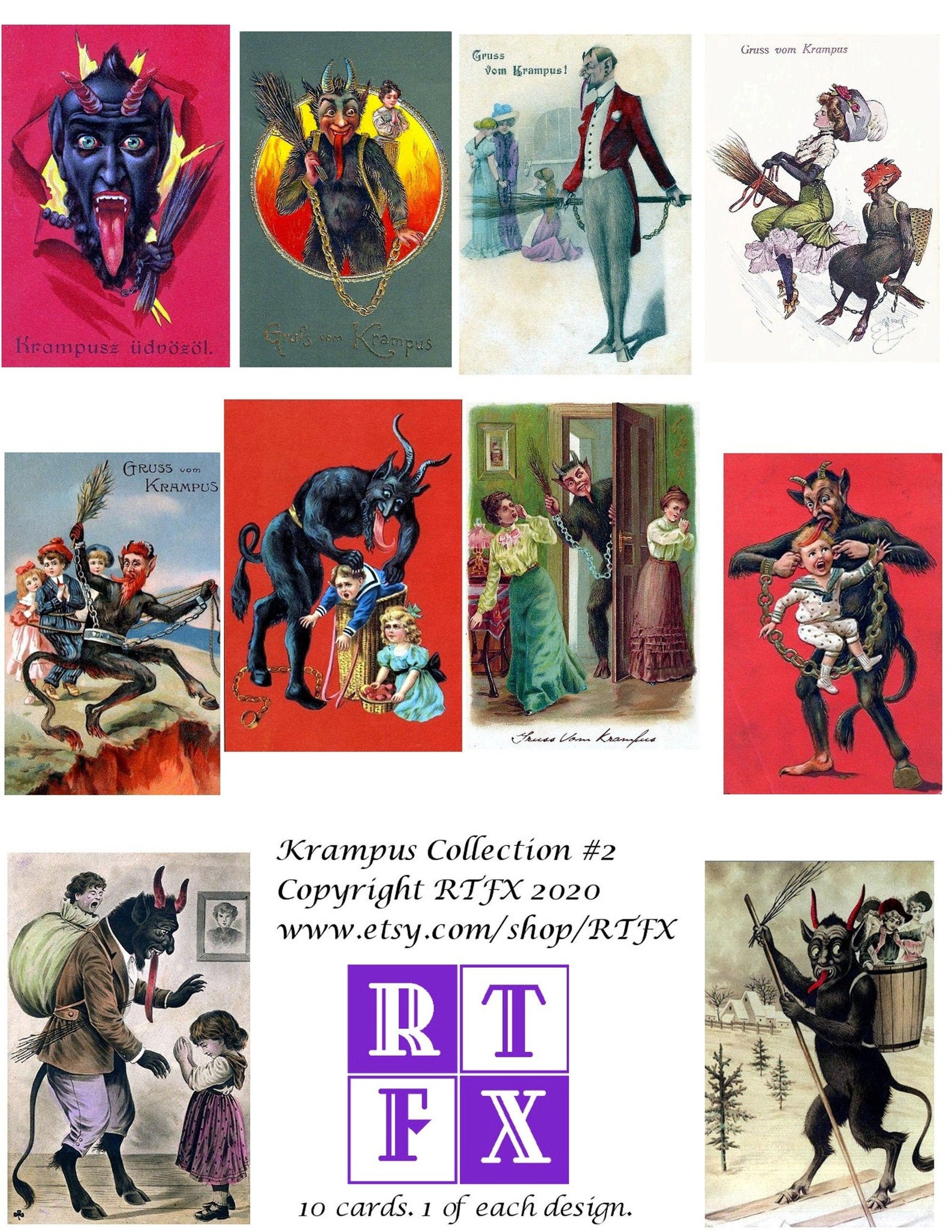 Vintage Image Krampus Cards #2 Holiday Boxed Set of Blank Cards ...