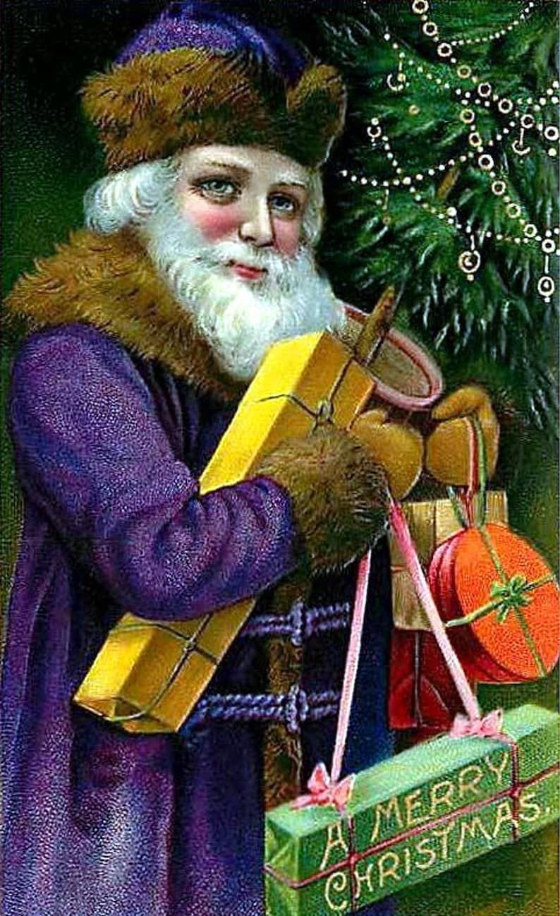 Father Christmas Vintage Christmas Seasons Greetings Holiday Yule Cards ...
