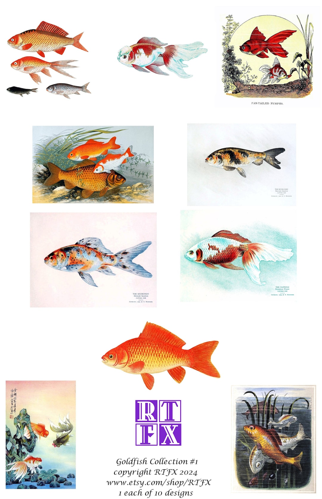 Vintage Goldfish #1 Collection Cards Handmade 10 Cards Graduation ...