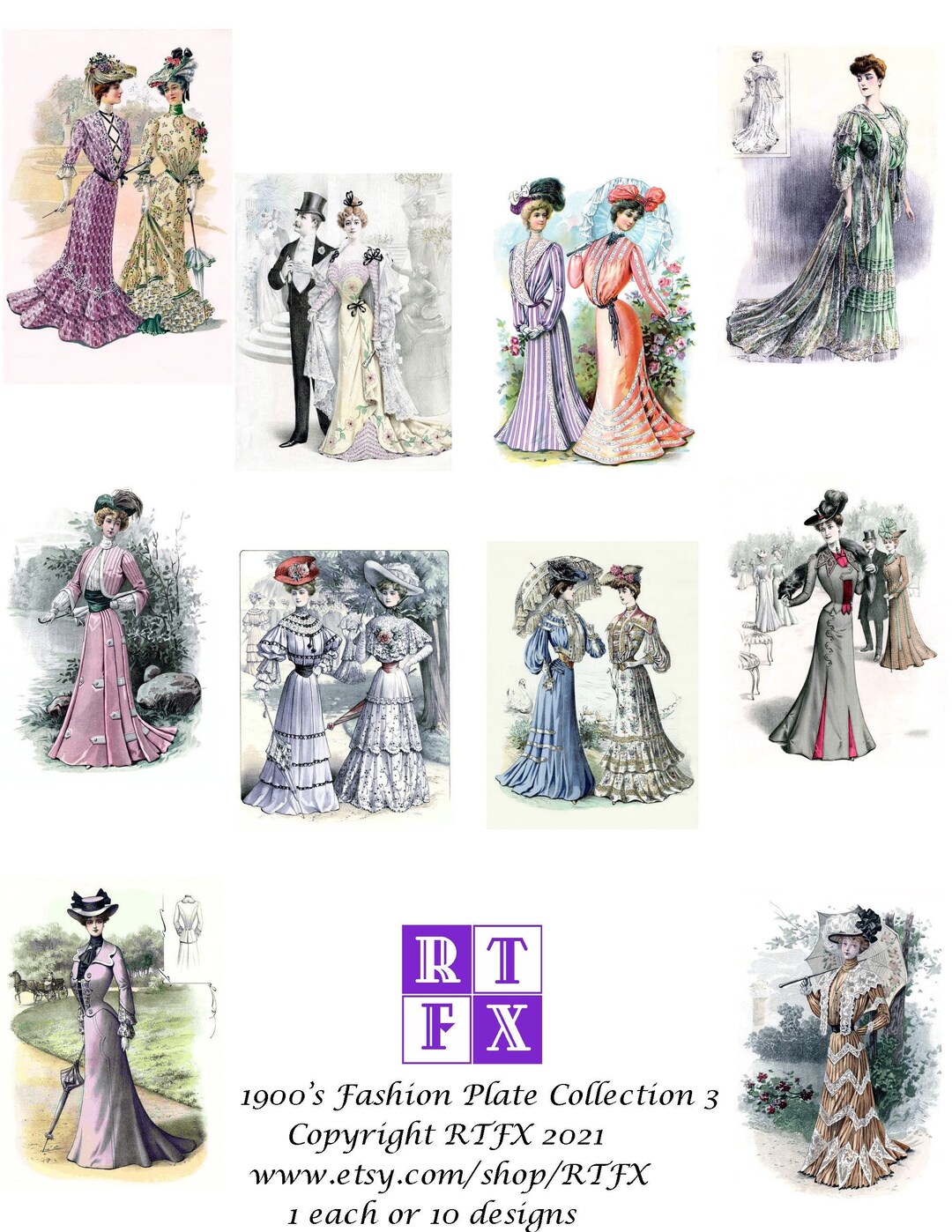 1900's Vintage Image Fashion Plates Handmade Note Cards Set of 10 ...