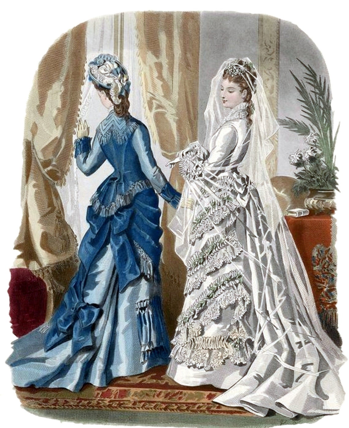 Beautiful 1880's Bustle Bridal Gown What the Bride Wore Blank Note Card ...