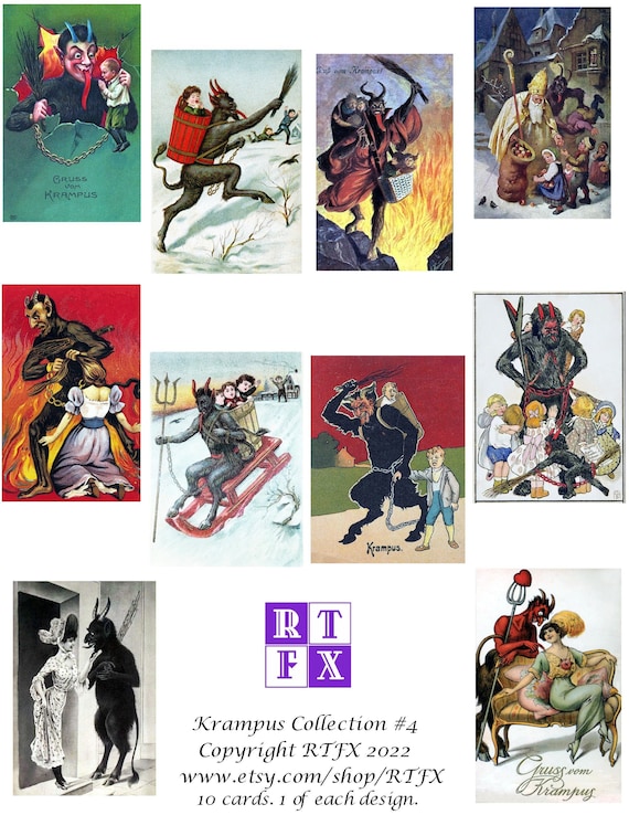 Vintage Krampus Set 4 Holiday Cards Christmas Yule - Etsy