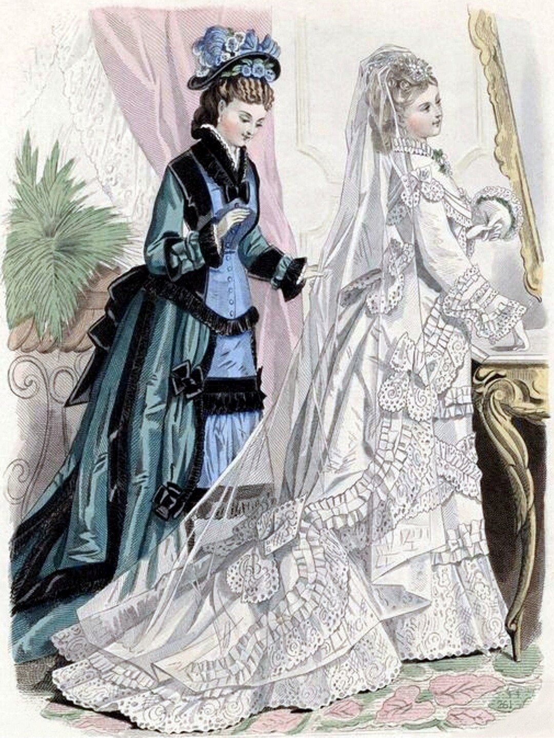 Beautiful Mid 1880's Bustle Bridal Gown What the Bride Wore Blank Note ...