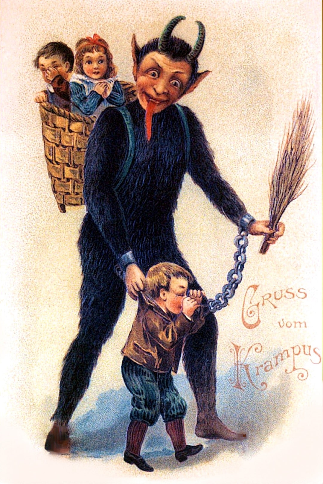 Vintage Krampus Christmas Seasons Greetings Holiday Grus Vom Krampus ...