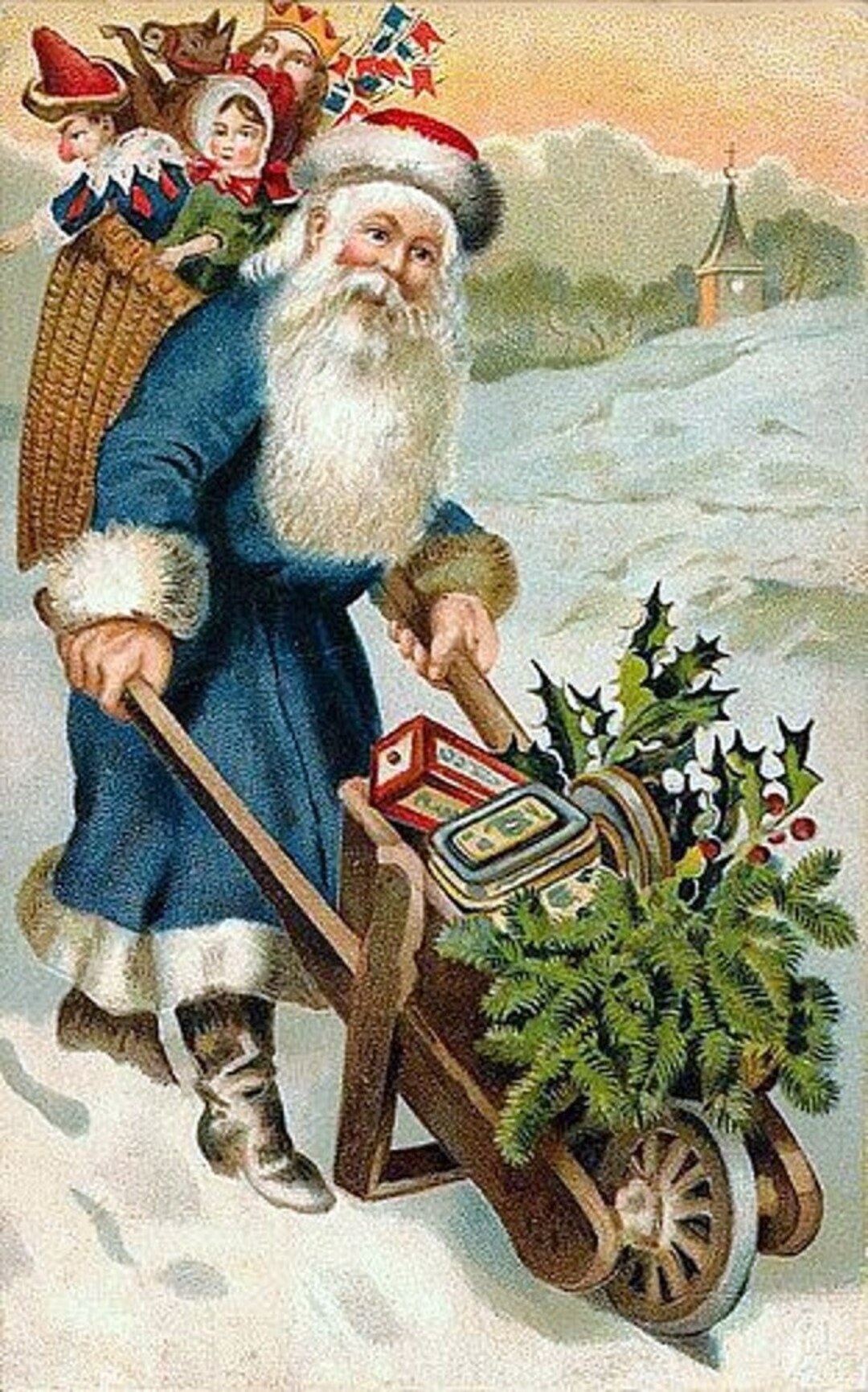 Father Christmas Vintage Christmas Seasons Greetings Holiday Yule Cards ...