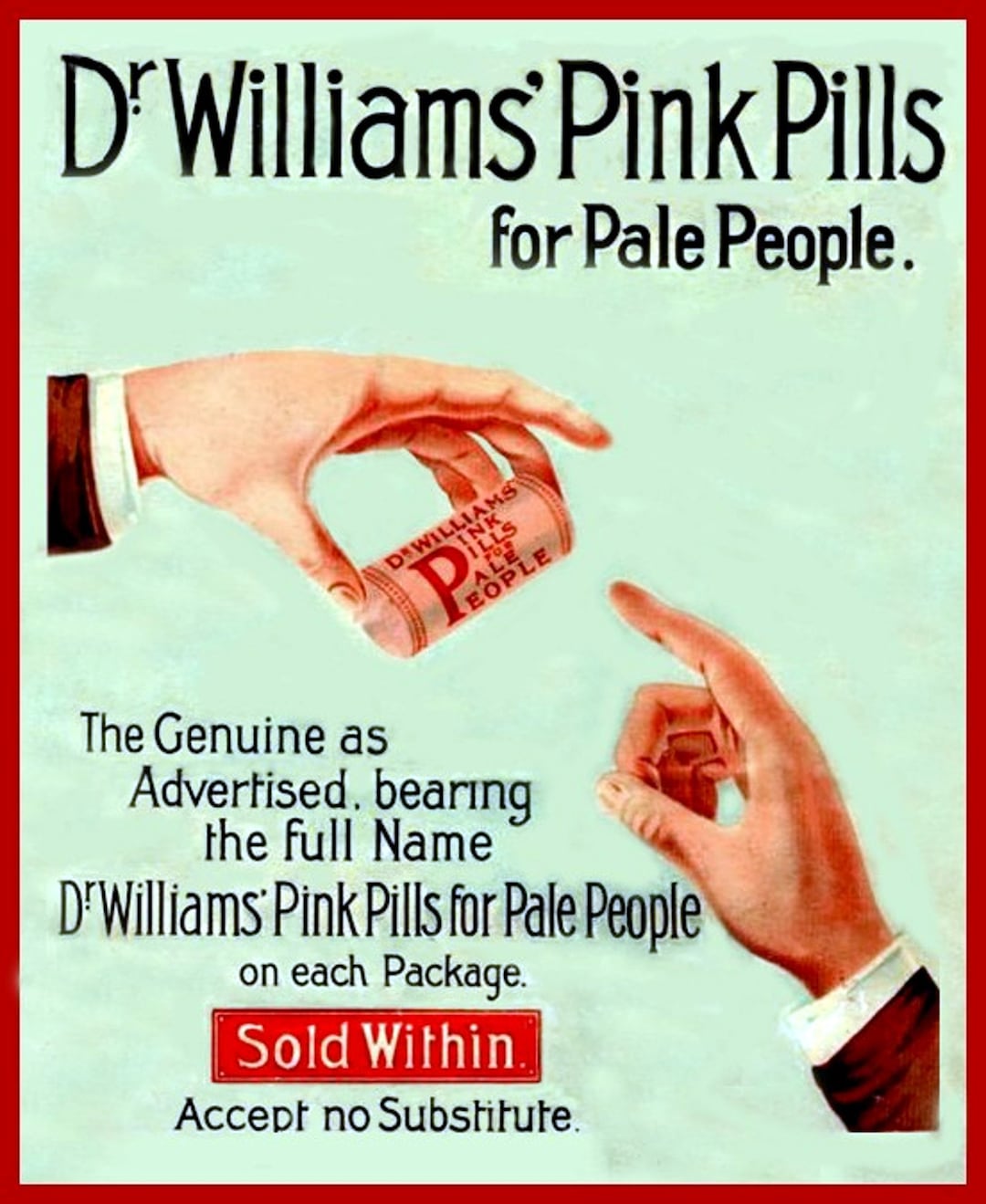 Dr. Williams' Pink Pills Patent Medicine Vintage Image Hand Made Note ...