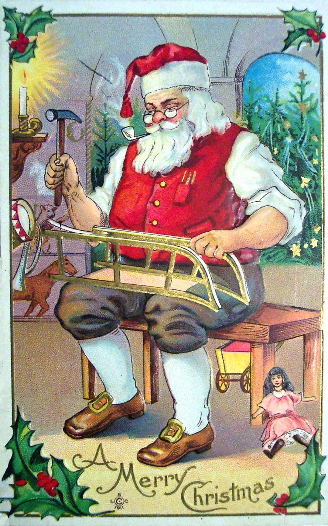 Father Christmas Vintage Christmas Seasons Greetings Holiday Yule Cards ...