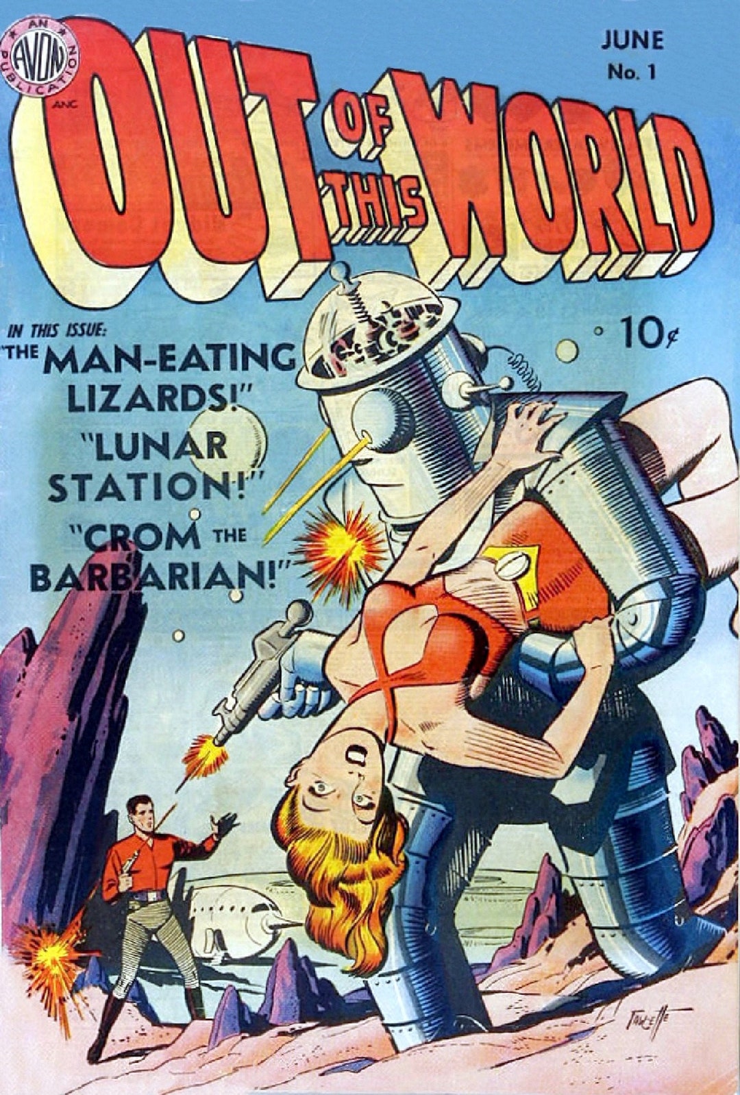 Out of This World Man Eating Lizards Comic Book Cover Blank Note Card ...