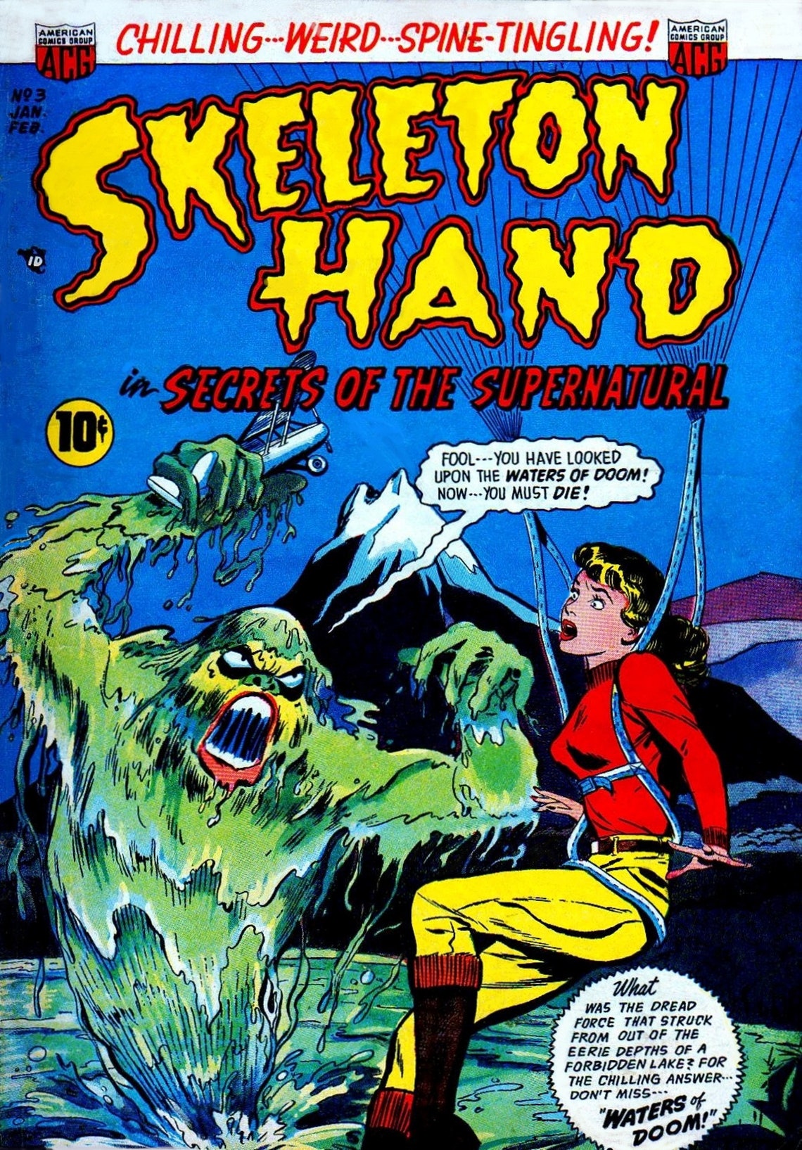 Skeleton Hand Comic Book Cover Blank Note Card Vintage Handmade ...