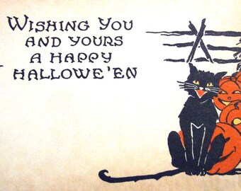 Halloween Greetings Vintage Image Note Card Trick or Treat - Etsy